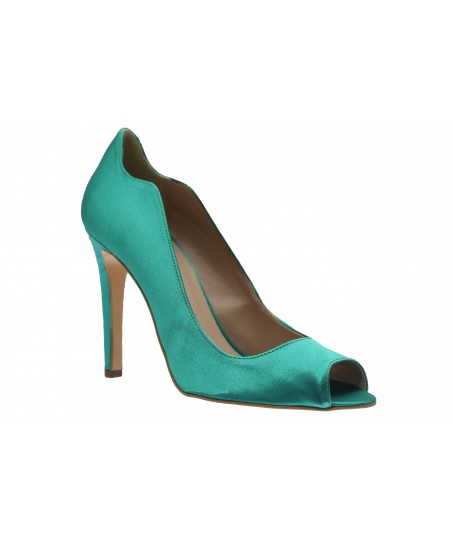 Féminité originale & coloré OSMOSE Shoes: escarpin ajouré satin vert