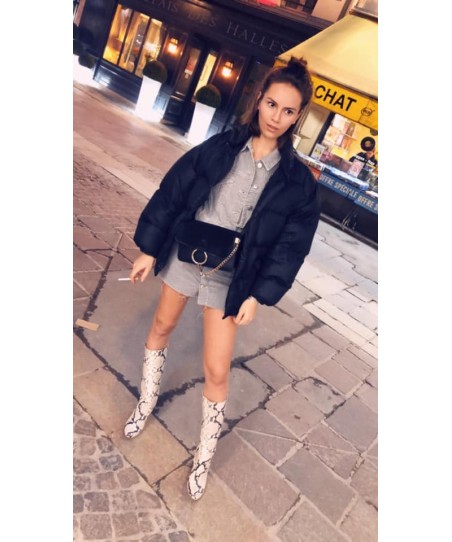 La note sauvage chic en botte femme python beige à talon carré OSMOSE