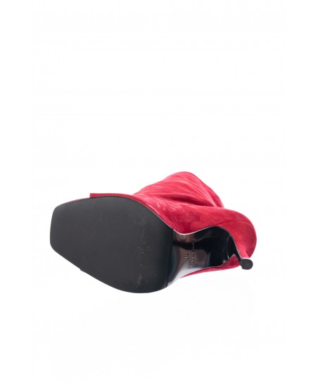 bottines Daim rouge hermès rouge à talon aiguille & bout ajouré