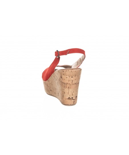 OSMOSE SHOES PARIS, compensé léger & confort cuir daim rouge Hermès.