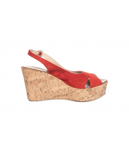 OSMOSE SHOES PARIS, compensé léger & confort cuir daim rouge Hermès.