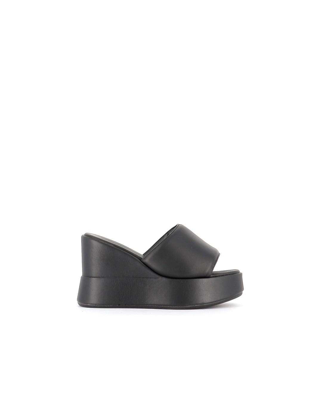 MULE MICA COMPENSEE CUIR NOIR