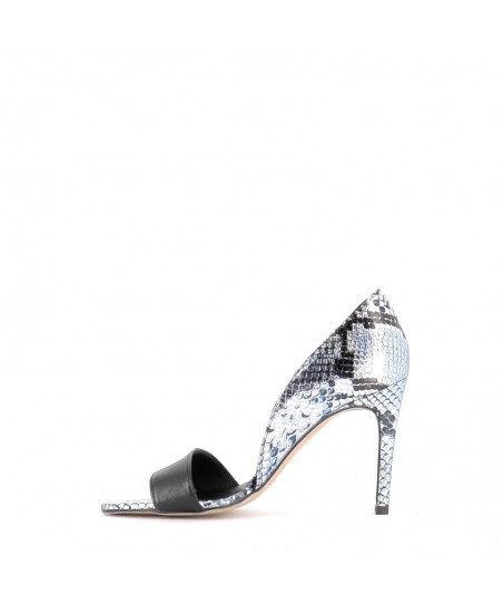 ESCARPIN MARTA CUIR NOIR ARGENT EFFET PYTHON